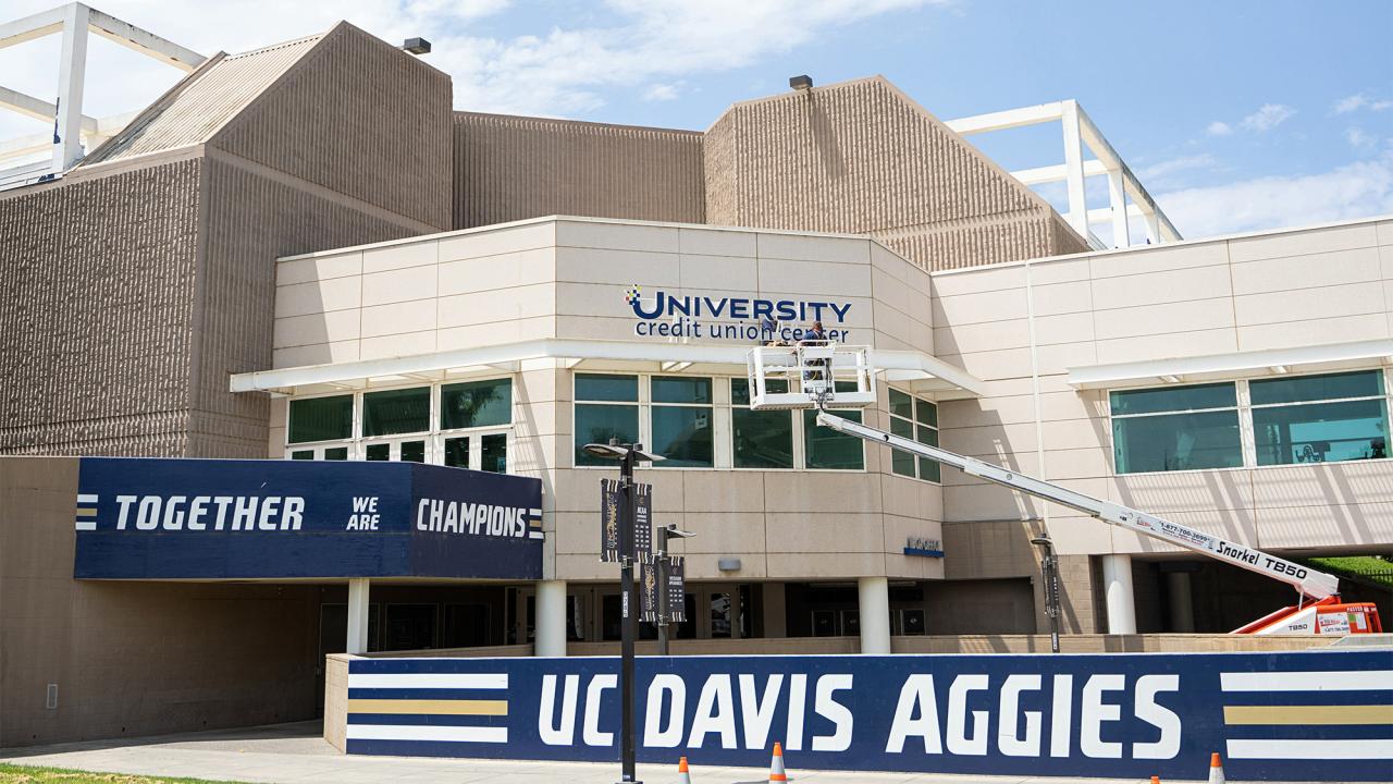 University Credit Union Center Signage Goes Up | UC Davis
